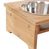 China Rectangle Elevated Bamboo Dog Feeder Cat Food Bowls For Small Animals for sale