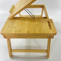 China Adjustable Height Bamboo Wood Laptop Table for Storing Custom Design Accepted for sale