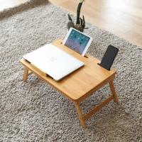 China Adjustable Height Bamboo Wood Laptop Table for Storing Custom Design Accepted for sale