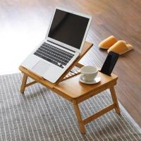 China Adjustable Height Bamboo Wood Laptop Table for Storing Custom Design Accepted for sale