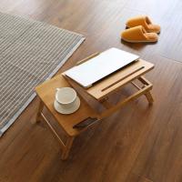 China Adjustable Height Bamboo Wood Laptop Table for Storing Custom Design Accepted for sale