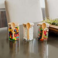 China Convenient Storage Set of 3 Airtight Glass Jars with Bamboo Lids and Spoons for sale