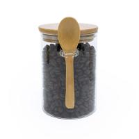 China Convenient Storage Set of 3 Airtight Glass Jars with Bamboo Lids and Spoons for sale
