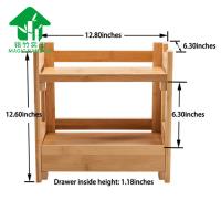China Miscellaneous Storage Rack Desktop Small Two-Layer Bamboo Cosmetics Rack with Drawer for sale