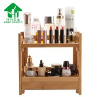 China Miscellaneous Storage Rack Desktop Small Two-Layer Bamboo Cosmetics Rack with Drawer for sale