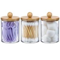China MEDICAL KIT Multifunction Cotton Swab Holder Dispenser Storage Tank With Bamboo Lids for sale