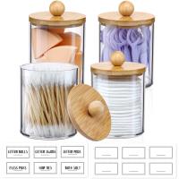 China MEDICAL KIT Multifunction Cotton Swab Holder Dispenser Storage Tank With Bamboo Lids for sale