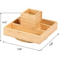 China Bamboo Multifunctional Rotating Pen Holder for Desk Art Supply Organizer 18x18x11.5cm for sale
