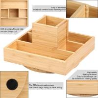 China Bamboo Multifunctional Rotating Pen Holder for Desk Art Supply Organizer 18x18x11.5cm for sale