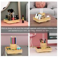 China Bamboo Multifunctional Rotating Pen Holder for Desk Art Supply Organizer 18x18x11.5cm for sale