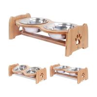 China Custom Bamboo PET Feeder Cervical Spine For Cat Dog 13x19.5x40.6cm for sale