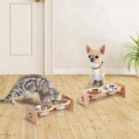 China Custom Bamboo PET Feeder Cervical Spine For Cat Dog 13x19.5x40.6cm for sale