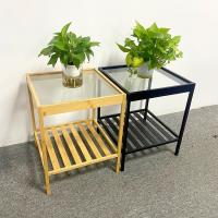 China Iron Glass Bamboo Rattan Bedside Table Nightstand ODM for sale