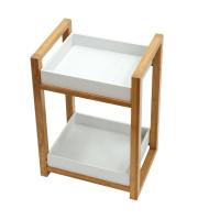 China Environmental Protection Bamboo Double-layer Storage Rack for Tea Corner Small Size for sale