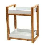 China Environmental Protection Bamboo Double-layer Storage Rack for Tea Corner Small Size for sale