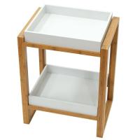China Environmental Protection Bamboo Double-layer Storage Rack for Tea Corner Small Size for sale