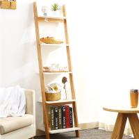 China 5 Floor Inclined Ladder Wall Shelf for BAMBOO Living Room Bathroom Kitchen Decoration for sale