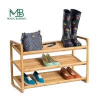 China Rectangle Multifunctional Household Bamboo Shoe Shelf With Handles Customized Logo for sale
