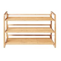 China Rectangle Multifunctional Household Bamboo Shoe Shelf With Handles Customized Logo for sale