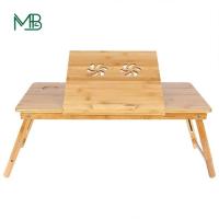 China Folding Adjustable Bamboo Laptop Stand Desk Sustainable Wood Custom for sale