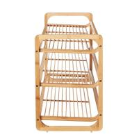 China Rectangle Multifunctional Household Bamboo Shoe Shelf With Handles Customized Logo for sale