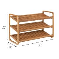 China Rectangle Multifunctional Household Bamboo Shoe Shelf With Handles Customized Logo for sale