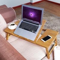 China Folding Adjustable Bamboo Laptop Stand Desk Sustainable Wood Custom for sale