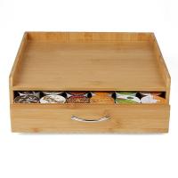 China Sustainable Bamboo Coffee Capsule Tea Storage Boxes with Drawer Eco-Friendly Choice for sale