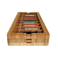 China 2023 Sustainable Glossy Makeup Storage Drawer Organizer Bamboo Cosmetic Display Box for sale