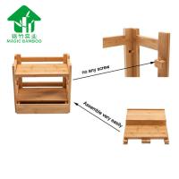 China Solid Bamboo Counter Standing Rack 2 Tier for Kitchen Bathroom Cosmetic Storage Shelf for sale