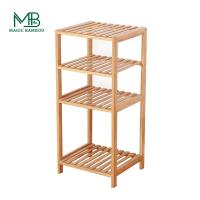 China Custom 4 Tier Rectangle Bamboo Shoe Shelf Rack For Warehouse Storage for sale
