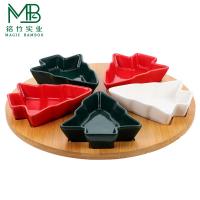 China Household Bamboo Tray Christmas Party Special Rotating Partition Snack Turntable With Bowl for sale