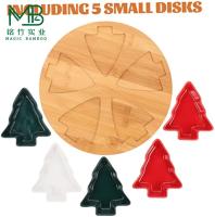 China Household Bamboo Tray Christmas Party Special Rotating Partition Snack Turntable With Bowl for sale