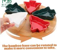 China Household Bamboo Tray Christmas Party Special Rotating Partition Snack Turntable With Bowl for sale