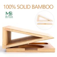 China Bamboo color triangle bookshelf foldable bookshelf with glasses holder for Family Study for sale