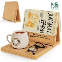 China Bamboo color triangle bookshelf foldable bookshelf with glasses holder for Family Study for sale