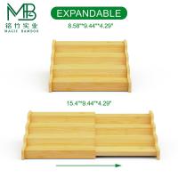 China Bamboo Four Layer Expandable Condiment Cutlery Storage Box Rack For Household Kitchen Storage for sale