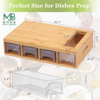 China Wholesale Eco-Friendly Bamboo Cutting Board With 4 Trays For Apartment Kitchen for sale