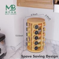 China Wholesale 360° Rotatable Bamboo Spice Bottle Storage Rack For Hotel Kitchen for sale