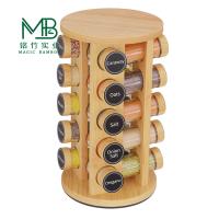 China Wholesale 360° Rotatable Bamboo Spice Bottle Storage Rack For Hotel Kitchen for sale