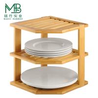 China Wholesale Small 3-Tier Bamboo Dish Organizer Rack For Kitchen Cabinets for sale