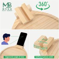 China Custom Bamboo Sofa Arm Tray With 360° Rotatable Phone Holder For Living Room for sale