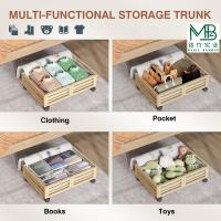 China Bamboo Under Bed Clothes Storage Box With Wheels And Dust Bag For Home Bedroom for sale