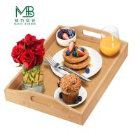 China Wholesale Eco-Friendly Bamboo Tea Tray With Handle For Breakfast for sale