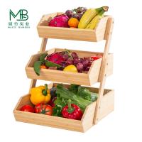 China Bamboo 3-Layer Fruit And Vegetable Storage Rack For Kitchen Countertop for sale