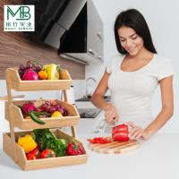 China Bamboo 3-Layer Fruit And Vegetable Storage Rack For Kitchen Countertop for sale