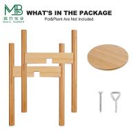 China Adjustable Bamboo Flower Pot Stand With Tray For Balcony for sale