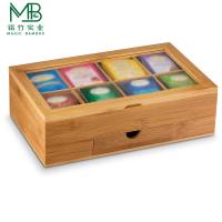 China Bamboo Multi-Compartment Organizer With Clear Side Drawer Cover For Kitchen for sale