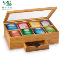 China Bamboo Multi-Compartment Organizer With Clear Side Drawer Cover For Kitchen for sale