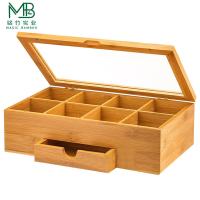 China Bamboo Multi-Compartment Organizer With Clear Side Drawer Cover For Kitchen for sale